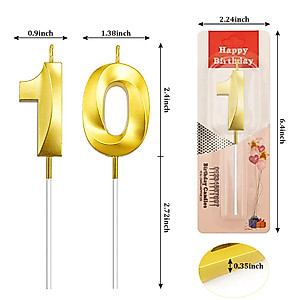 10 Birthday Candle, Birthday Candles Numbers, Gold Birthday Candles, Number Candles, Happy Birthday Candles for Cake, Number Birthday Candles, Ten 10th 10 Birthday Decorations for Girls Boys