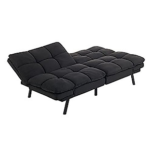 QLDFX HERQS-Memory Foam futon, Black Faux Suede, MS95-010-107-02