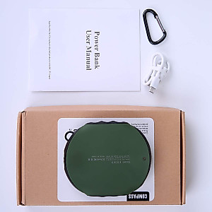 ABFOCE Waterproof Portable Charger 10000mAh Outdoor Power Bank One of The Smallest and Lightest Battery Pack LED Compass High-Speed ​​Charge Compatible for iPhone Android Samsung-Green