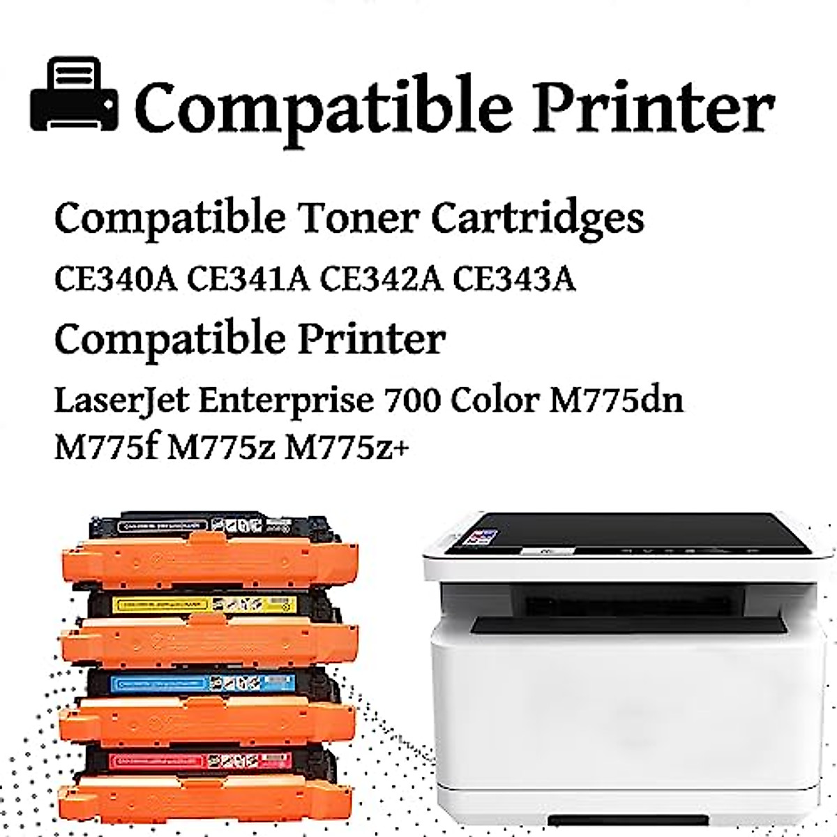 CE340A CE341A CE342A CE343A Toner Cartridge Replacement High Yield Compatible for HP Color Laserjet Enterprise 700 Color M775dn M775f M775z M775z+ Printers Cyan