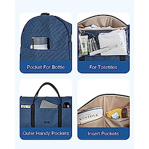Travel Duffle Bag, BAGSMART 50L Large Carry On Bag Weekender Overnight Bag for Men Women with Cosmetic Bag & Shoes Compartment, Navy Blue