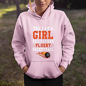 yes girl yes speak fluent basketball basketball girl White and Muticolor Unisex Hoodie