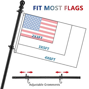 Barcetine American Flag Poles for Outside House - 5ft Tangle Free Flag Pole for House with Holder Bracket,Residential Flagpole Kit for Outdoor Porch Garage Boat Truck - Black