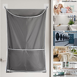 Door Hanging Laundry Hamper Bag - 2 Pack Laundry Hamper Bags Collapsible Over Door Laundry Bag with Hooks Large Hamper Clothes Storager for Space Saving Large Laundry Organizer Bag for Bathroom