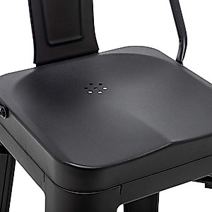 Alunaune 26" Metal Bar Stools Set of 4 Counter Height Barstools Industrial Counter Stool Kitchen Bar Chairs Indoor Outdoor-Low Back, Black