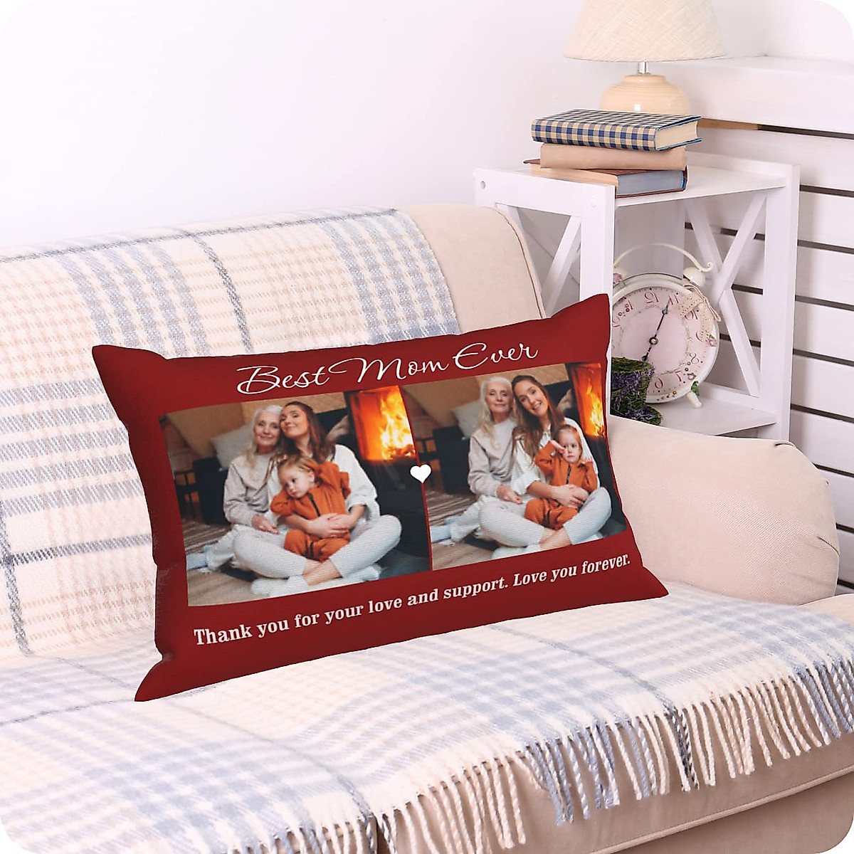 Custom Pillows with Picture Customized Pillow Covers Personalized Add Your Own Design Text Throw Pillow Covers Sofa Car Bedroom Decor Gifts for Men Women Friend Couple (Two-Panel Photo)