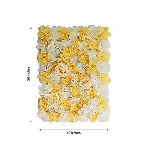 Tableclothsfactory 13 Sq ft. | 4 Panels UV Protected Lifelike Assorted Silk Flower Wall Mats Panel Photo Booth Garden - White | Champagne