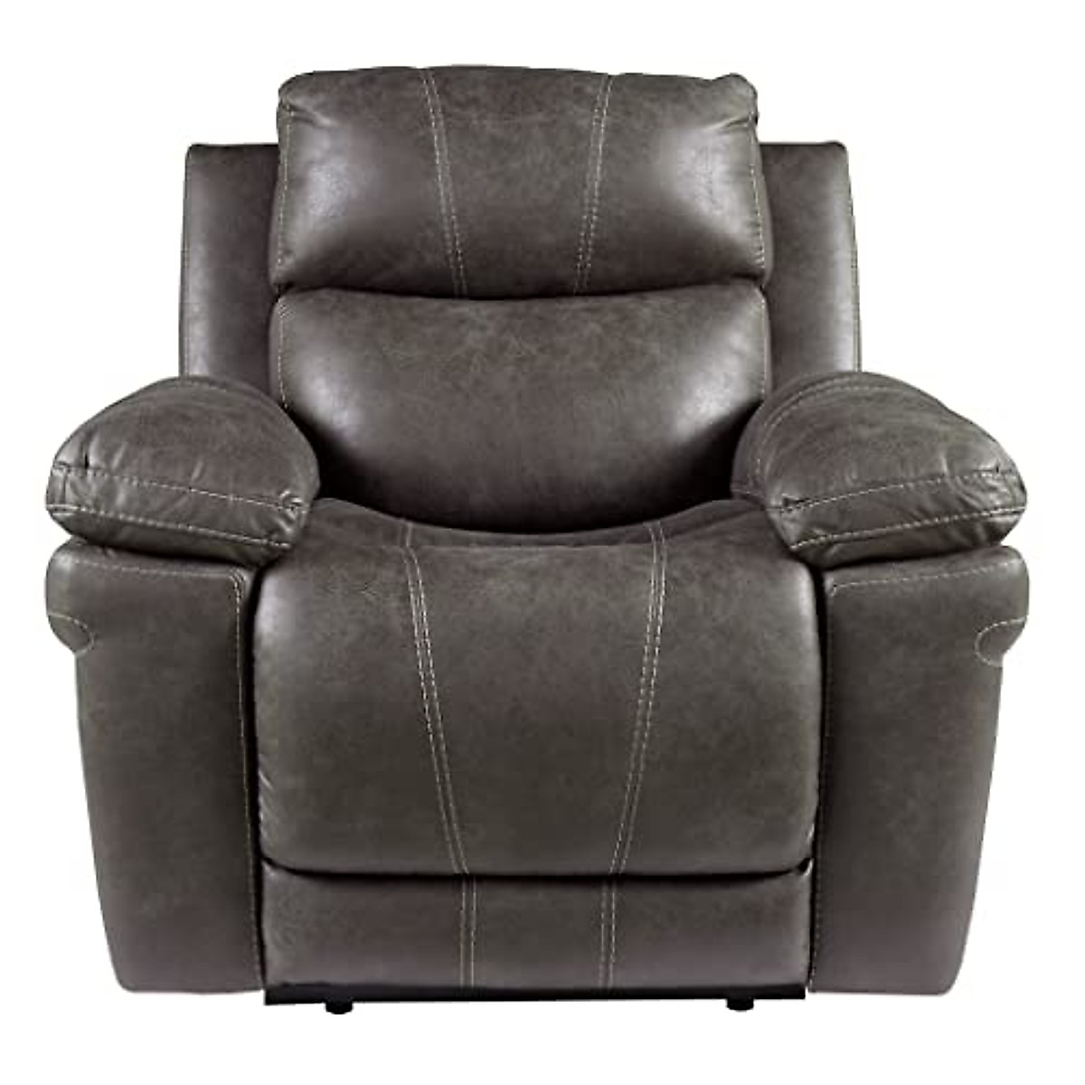 Signature Design by Ashley Erlangen Faux Leather Power Recliner with Adjustable Headrest & USB Charging Port, Gray