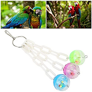 Xirfuni Bird Ball Toys, Plastic Bird Cage Ball Attractive Relieve Anxiety 2 Strings Biting with Hooks for Macaw for Budgie for Cockatiel