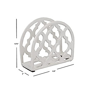 Lattice Collection Cast Iron Napkin Holder, By Home Basics (White) / Napkin Holders For Kitchen, Table Napkin Holder With Non-Skid Feet