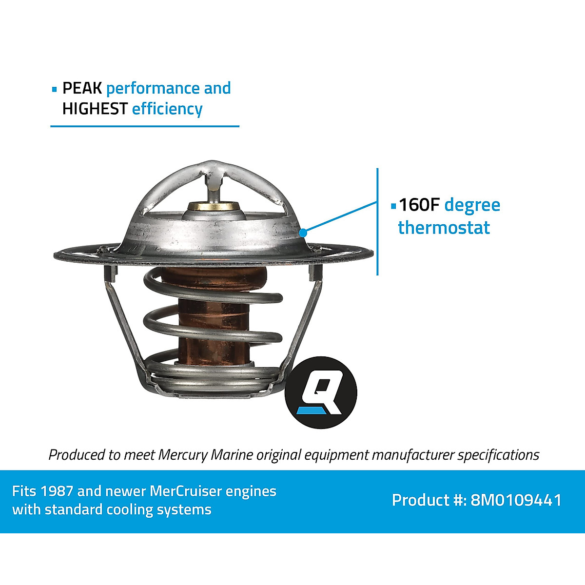 Quicksilver 8M0109441 Replacement Thermostat for MerCruiser Engines