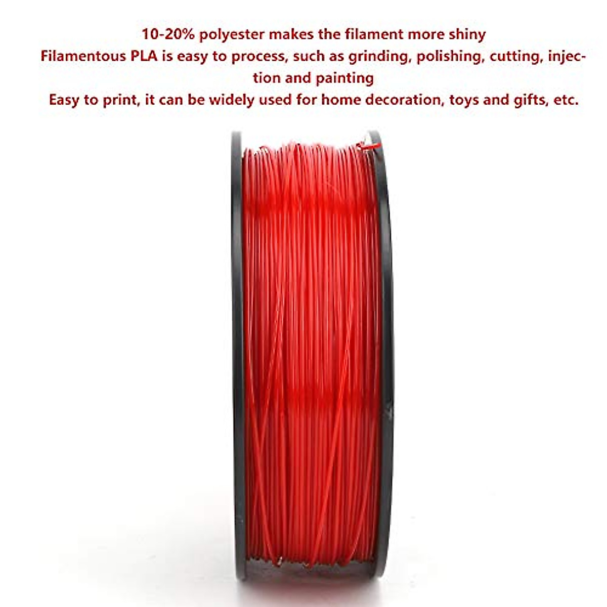 1.75mm 1KG 3D Printer Long Filament Red 3D Printing Consumables Neatly Wound PLA Meta Filament Bundle Industrial Additive Manufacturing Products for Home Decoration