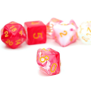 Haxtec DND Dice Set 7PCS Polyhedral D&D Dice for Roleplaying Dice Games as Dungeons and Dragons (Pink White Clear)