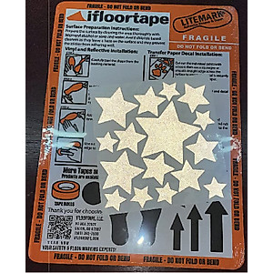 LiteMark Reflective White Assorted Stars Sticker Decals for Helmets, Bicycles, Strollers, Wheelchairs and More - Pack of 16