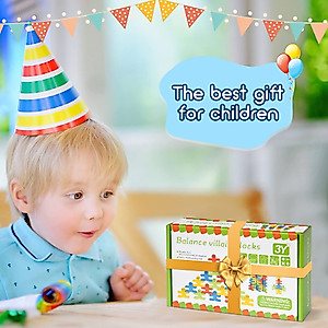 GIFT4KIDS Montessori Toys for 2 3 4 Year Old Boys Girls Gifts, 16pcs Wooden Building Blocks for Toddlers 1-3 Year Old, Stacking Blocks Sensory Toys for Kids Birthday Gifts Presents Age 2-4