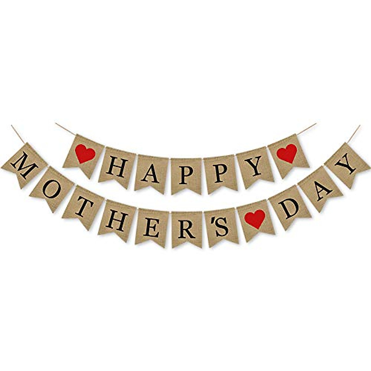Happy Mother’s Day Burlap Banner Mother's Day Bunting Garland Rustic Mothers Day Banner with Heart Happy Mother's Day Bunting for Mother's Birthday Gifts from Daughter and Son Party Photo Prop