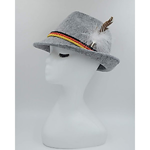 Melesh Oktoberfest German Alpine Bavarian Hat (Gray/Green)