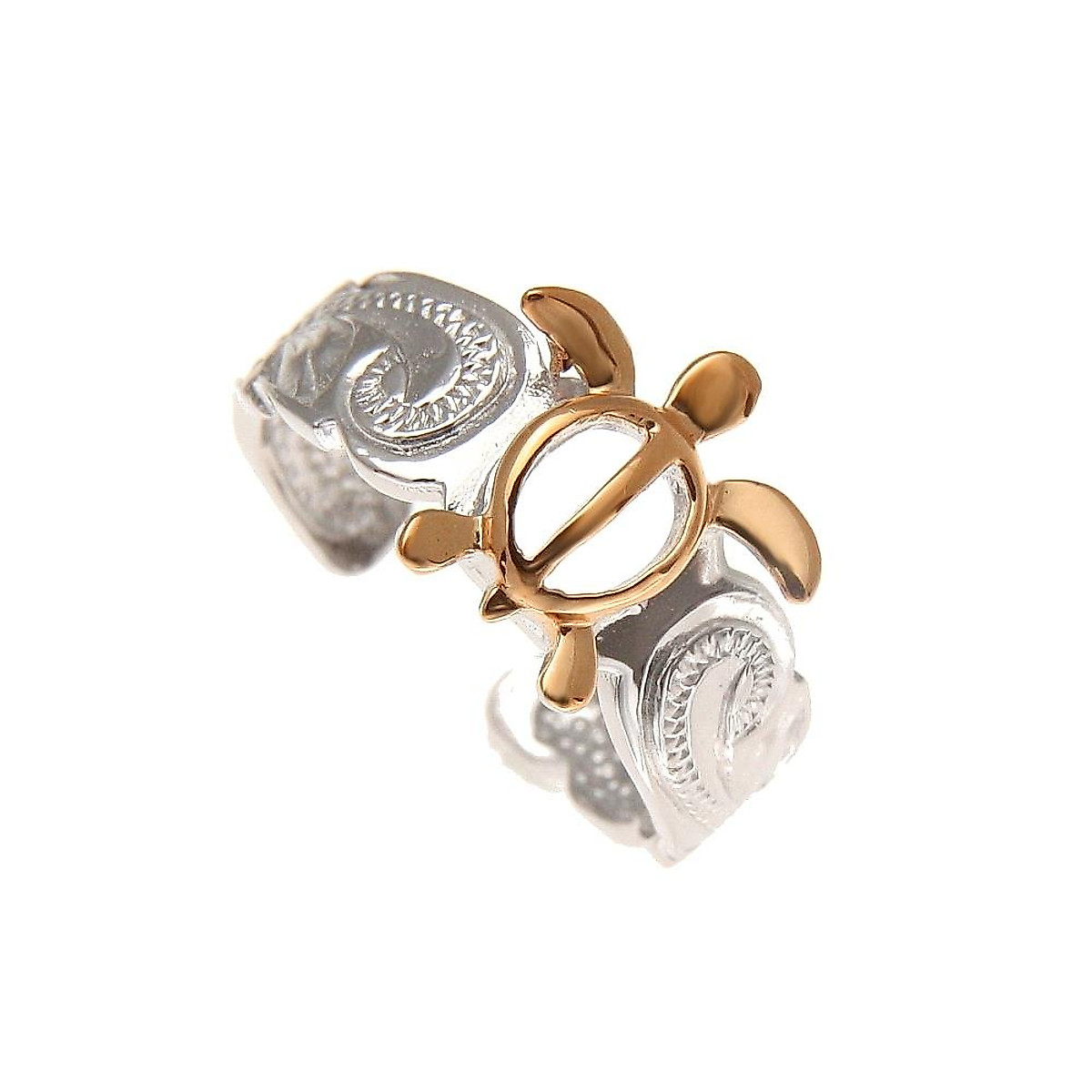 Arthur's Jewelry 925 sterling silver pink rose gold plated Hawaiian honu sea turtle scroll cut out scalloped edge toe ring