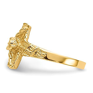 IceCarats 14K Yellow Gold Lord Jesus Christ Crucifix Holy Cross Ring Christian Religious Band Size 7