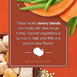 Happy Baby Organics Savory Blends Stage 3 Baby Food Puree, Free-Range Turkey, Harvest Vegetables & Quinoa Skillet, 3.5 Ounce (Pack of 16)