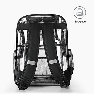 SYNPOS Clear Backpack Black For Adults Heavy Duty Clear Backpack Stadium Approved For School Boys Girls