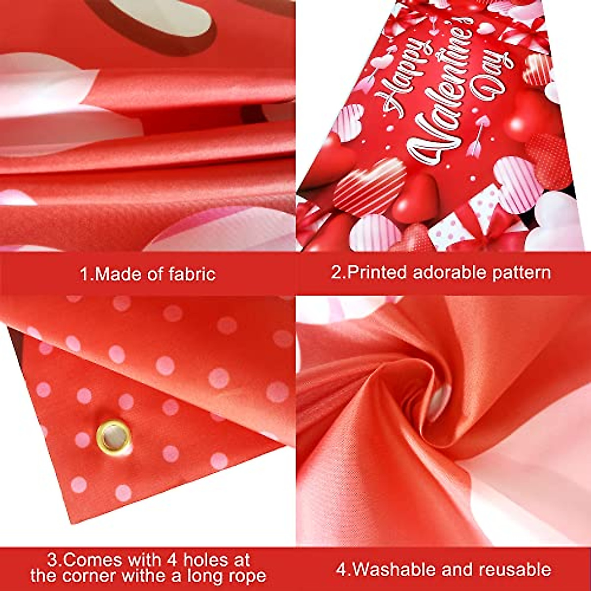 Xtralarge Happy Valentines Day Banner - 72x44 Inch | Valentines Day Backdrop, Valentines Day Decor for Office | Valentine Backdrop, Valentines Party Decorations | Valentines Backdrops for Photography