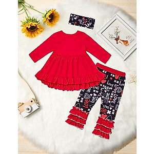 DONWEN Valentine Baby Girl Outfit 12-18 Months Baby Valentine Outfits Clothes Long Sleeve Shirt Tops Valentine Outfit Baby Girl