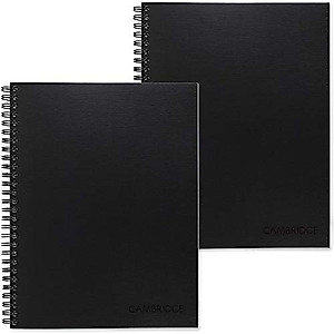 Cambridge Business Notebook, Legal Ruled, 6-1/2" x 9-1/2", Wirebound, Black, 2 Pack (73599)