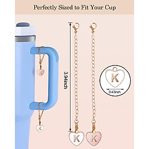 OriJoy Letter Charm Accessories for Stanley Cup, 2PCS Name ID Letter Handle Charm for Stanley/Simple Modern Tumbler, Heart Shape Initial Identification Pendant（K）