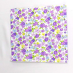 Life Glow 7pcs 20x20 inch (50x50cm) Cotton Craft Fabric Bundle Pre Cut Squares Patch Work DIY Sewing Quilting for DIY Handmade Craft Sewing Clothes Purple Style Floral, Polka dots, Stripe and Plaid