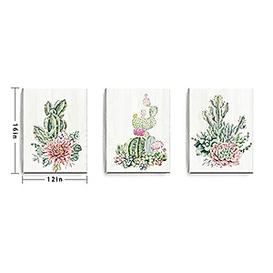 Framed Canvas Wall Art Succulents Cactus Picture Print Paintings Bathroom Wall Decor Living Room Bedroom Kitchen Wall Decorations Artwork Modern Home 3 Piece Plant Wall Decor Size 12x16 inch 3 Panel