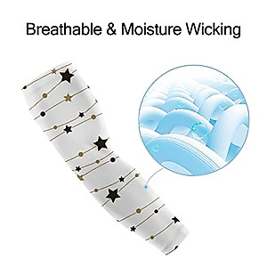 Women UV Sun Protection Arm Sleeves 1 Pair, Sun-protective Cooling Sleeves Star Line Pattern, Arm Cover Shield for Men Cycling Golf Hiking Running Outdoor Sports M