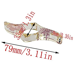 LQ Industrial Resin Bookmark 33x79mm Dried Flower Resin Book Page Holder Light Purple Thumb Ring Page Holder for Book Lovers Literary