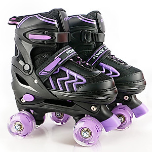 Toddler Roller Skates for Girls Kids Ages 3-5 Adjustable 4 Sizes Small Size