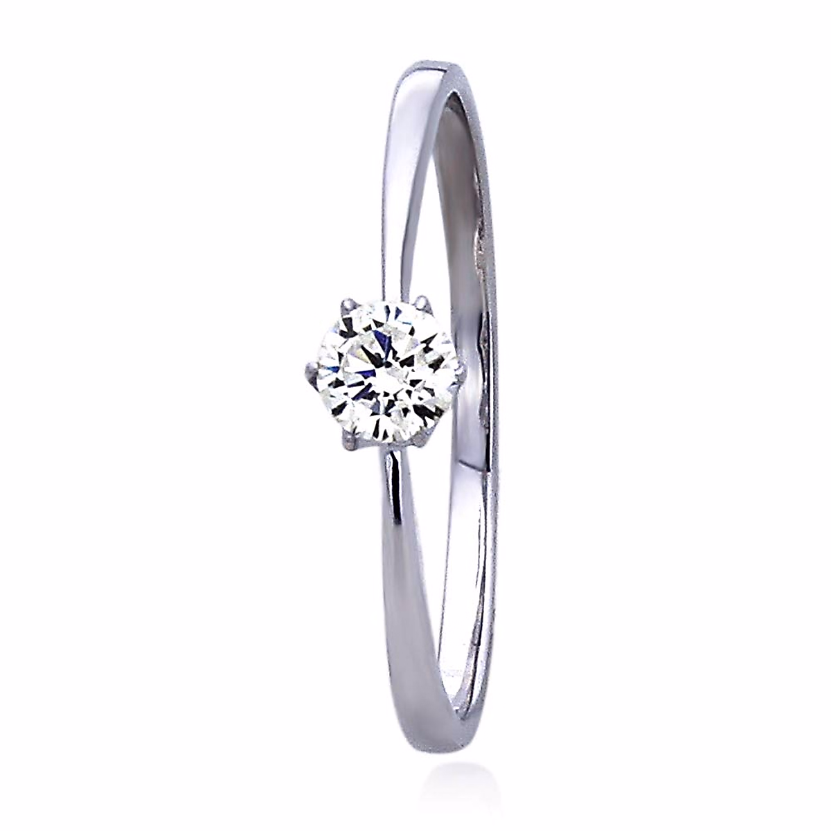 DoubleAccent Solid 14K White Gold Wedding Ring Tiny Small Round CZ Stone 0.25 Carat Classic Solitaire Engagement Ring (Size 5 to 9), 5