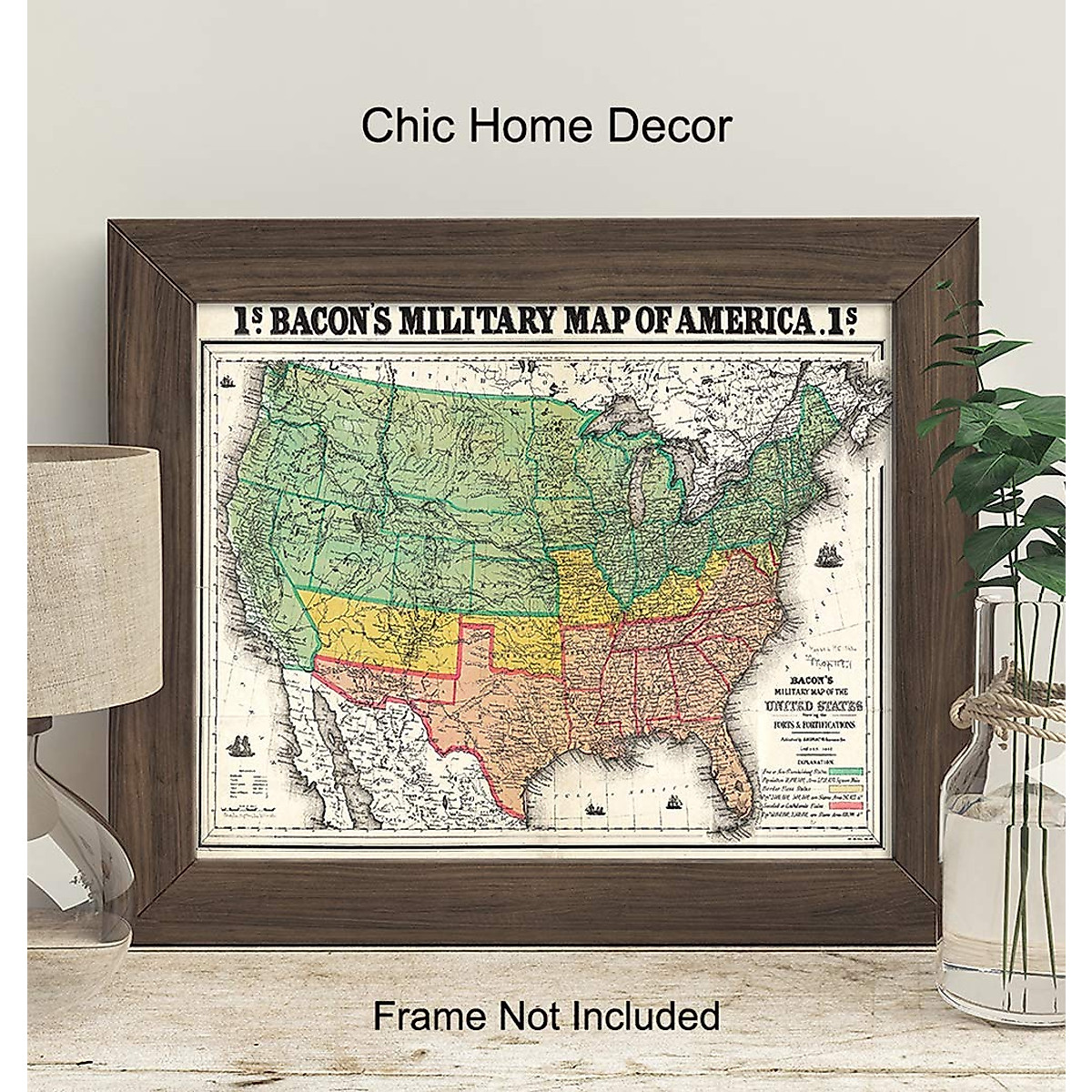 Civil War Memorabilia - The Civil War - American Civil War Poster - 8x10 Southern States Confederacy Vintage Map Replica - The Confederate Secession - Americana - American US Map - Historic Wall Art