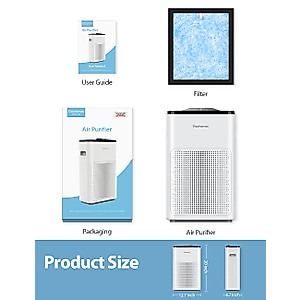 Air Purifier for Home, Elechomes KJ200-A3B True HEPA H13 Air Filter for Bedroom, Playroom, Office Up to 323ft², Ultra Quiet Air Cleaner with Sleep Mode, Captures 99.97% Pet Dander, Smoke, Pollen