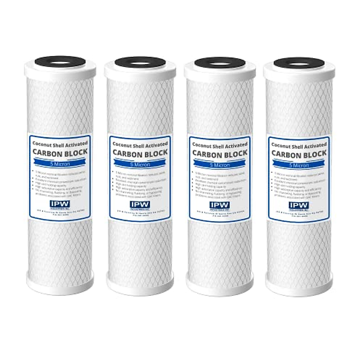 Set of 4 Compatible for Water Filter GE GXWH04F, GXWH20F, GXWH20S & GXRM10 Multi-Pack, Carbon Block Replacement Cartridge by IPW Industries Inc.