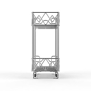 LYNNON 2 Tier Pull Out Cabinet Organizer Heavy Duty Pull Out Cabinet Drawer Sliding Cabinet Organizer Pull Out Shelves for Pantry, Kitchen, Bathroom,(7''Wx21''Dx17.3''H) - Chrome