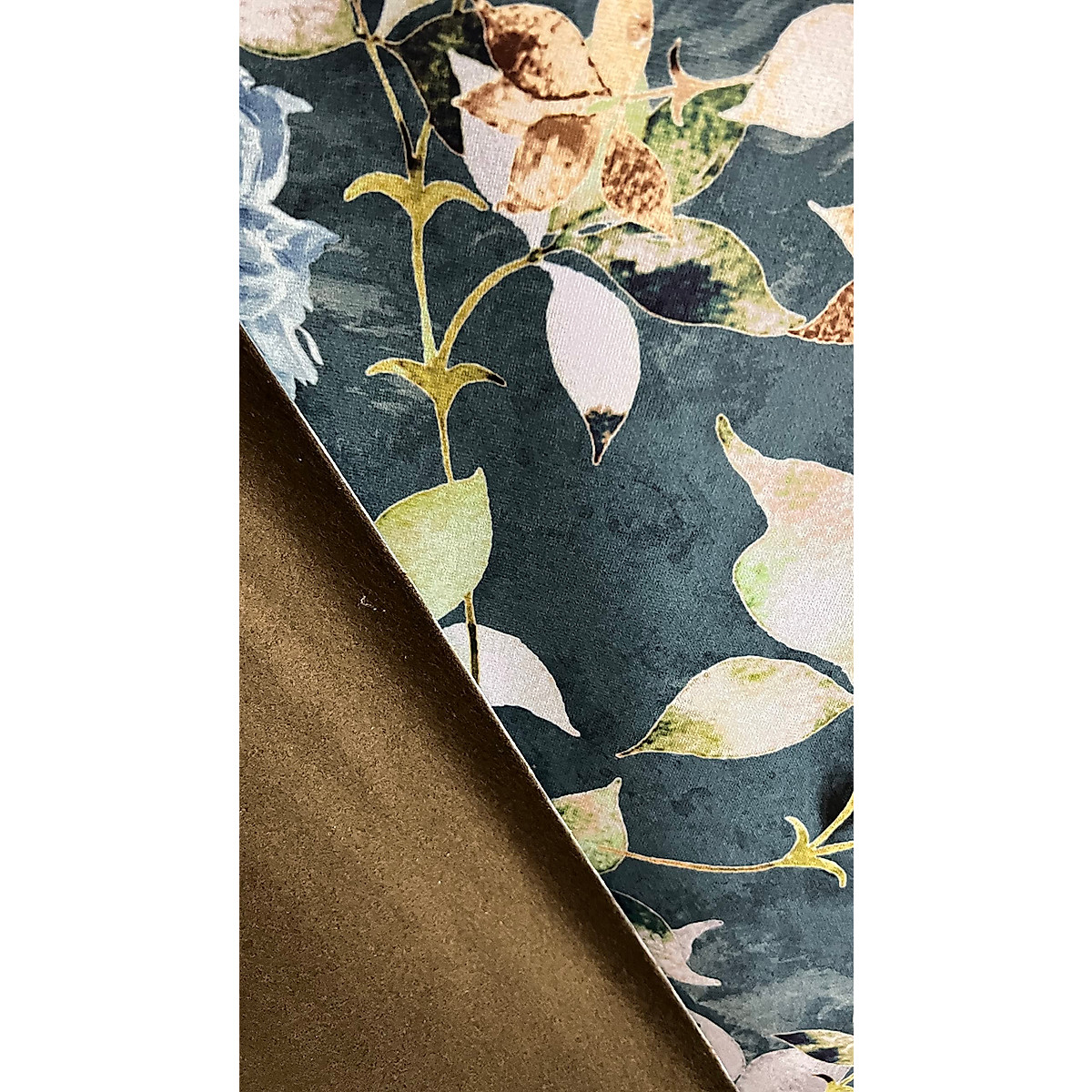 Decora Furnishings Soft and Thick Luxurious Velvet Fabric Digitally Printed Floral Design Upholstery Material for Sofa Cushion Chair Cover Craft - Width 54 inches - Fabric by The Yard (Aegean Blue)