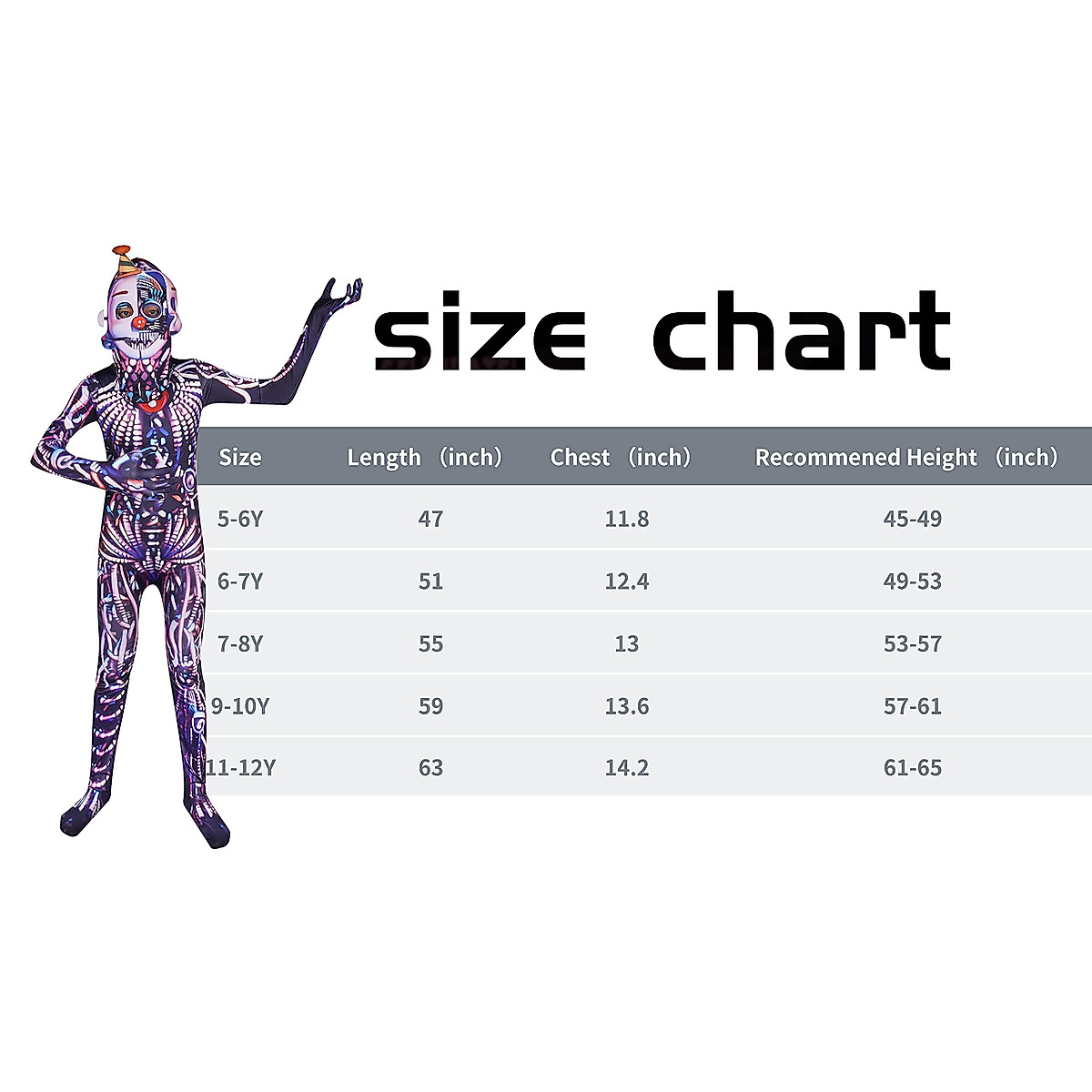 Brigcalki Five Ennard Costume For Kids Boys Sister Location Jumpsuit Creepy Halloween Cosplay Party Bodysuit 5-12 Years