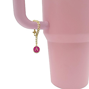 Tovly 6PCS Straw Cover Cap Stanley Cup Accessories Initial Personalized Letter Charms Reusable 10mm Flower Silicone Straw Tips Lids Protectors Stanley 30&40 Oz Tumblers (3PCS Letter A+3PCS Flower)