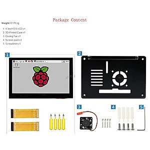 XYGStudy 4.3inch Capacitive Touch Display LCD for Raspberry Pi 4, with Protection Case Cooling Fan Screen Resolution 800×480 IPS Wide Angle MIPI DSI Interface, Supports Pi 4B Driver Free
