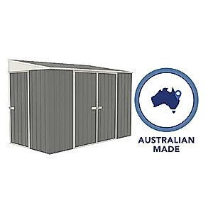 ABSCO Lean to 10 x 5 Ft. Metal Bike Shed, Aluminum and Steel Utility Tool Shed, Outdoor Storage for Backyard, Lawn, Bikes, 50 Sq. Ft., Woodland Gray