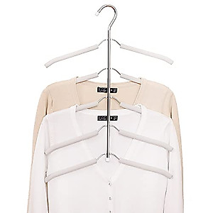 JFFLYIT Blouse Tree Hangers Multi-Layer Clothes Hangers 3 Pack 5 in 1 Non Slip Space Saving Closet Organizer Stainless Steel Shirt Hangers Coats Hangers(3 Pack)