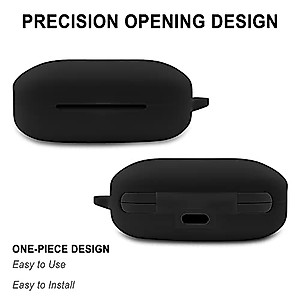 Geiomoo Silicone Carrying Case Compatible with Oneplus Buds Pro, Portable Scratch Shock Resistant Cover with Carabiner (Black)