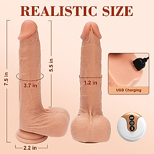 LOVENOTE Thrusting Vibrating Dildo for Women Realistic Suction Cup Dildo for G Spot Clitoral Anal Stimulation, Remote Control Dildo with 5 Thrusts 7 Vibrations, Silicone Adult Sex Toys for Woman Men