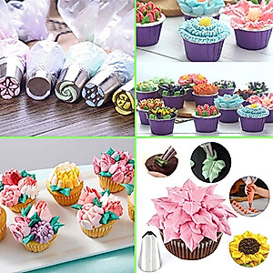 Suuker 27 Pcs Russian Piping Tips Set, Cake Decorating Tips Baking Supplies for Cupcake Cookies Birthday Party (12 Icing Tips 10 Pastry Baking Bags 2 Leaf Piping Tips 2 Couplers 1 Silicone Bag)