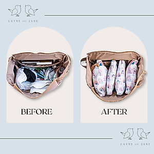 Diaper Bag Organizing Pouches (Set of 4) - Rainbow Diaper Bag Organizer Pouches - Baby Diaper Clutch Bag, Wet Bag, Mama Bag, Snacks Diaper Bag Insert - Waterproof Lining - Diaper Bag Organizer Insert