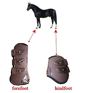 Horm 4pcs Horse Tendon Boots, Adjustable Elasticity to Protect Tendon Tissue (Set of 4, XL, Brown)